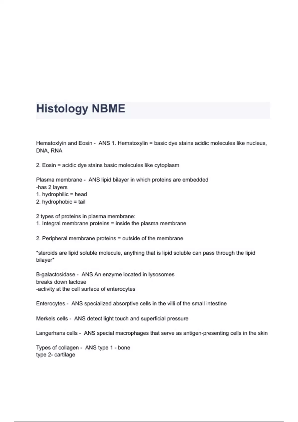 Histology NBME QUESTIONS & ANSWERS 2023(A+ GRADED 100% VERIFIED) - NBME ...
