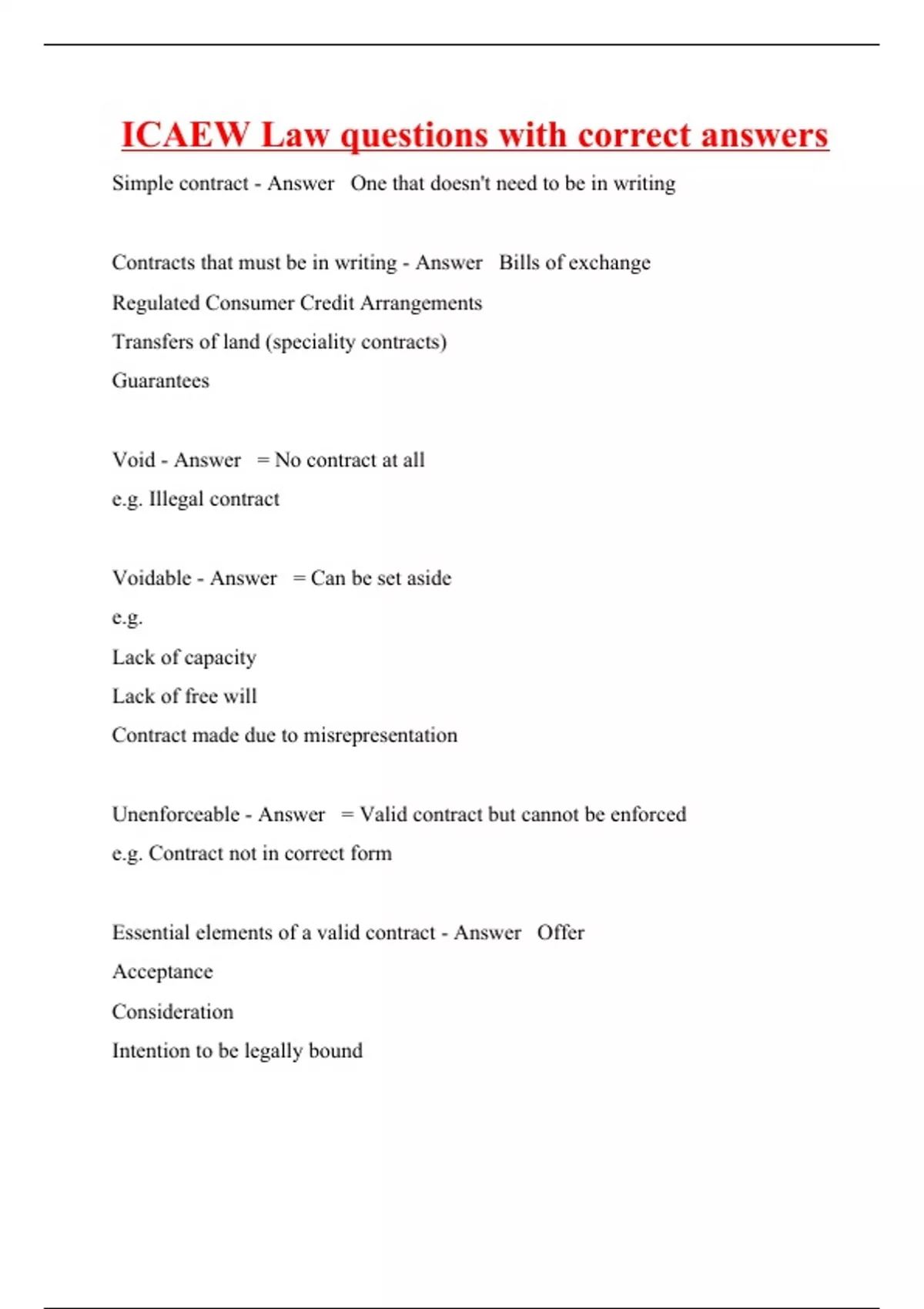 ICAEW Law questions with correct answers - ICAEW - Stuvia US