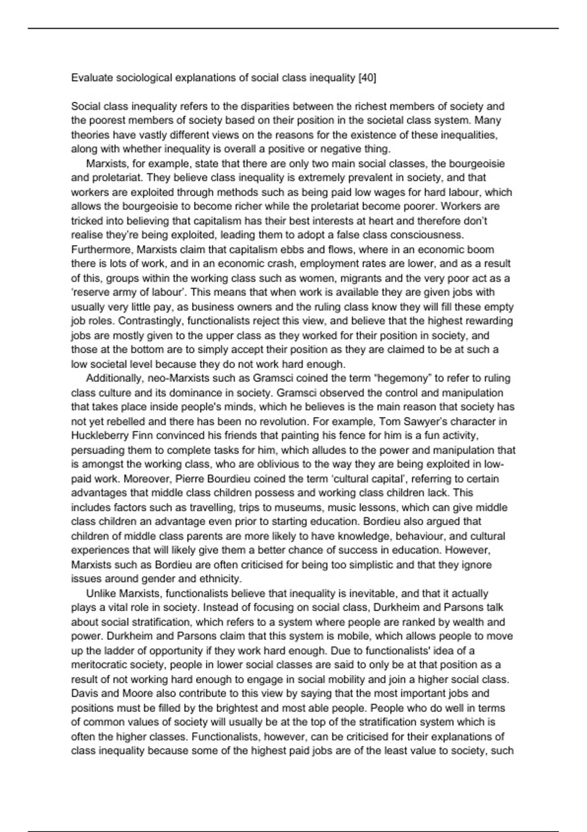 Sociology 40 Mark Example (38/40) - A2 Sociology Unit 4 - Social ...