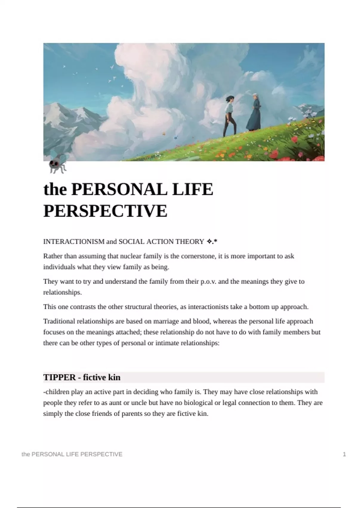 Summary Families and Households- the PERSONAL LIFE PERSPECTIVE (paper 2 ...