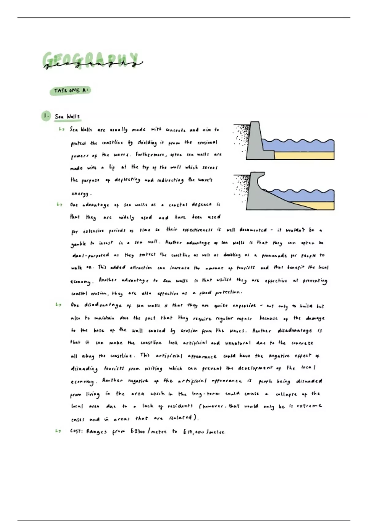 Summary Coastal Defences: Advantages & Disadvantages (Alevel Geography ...