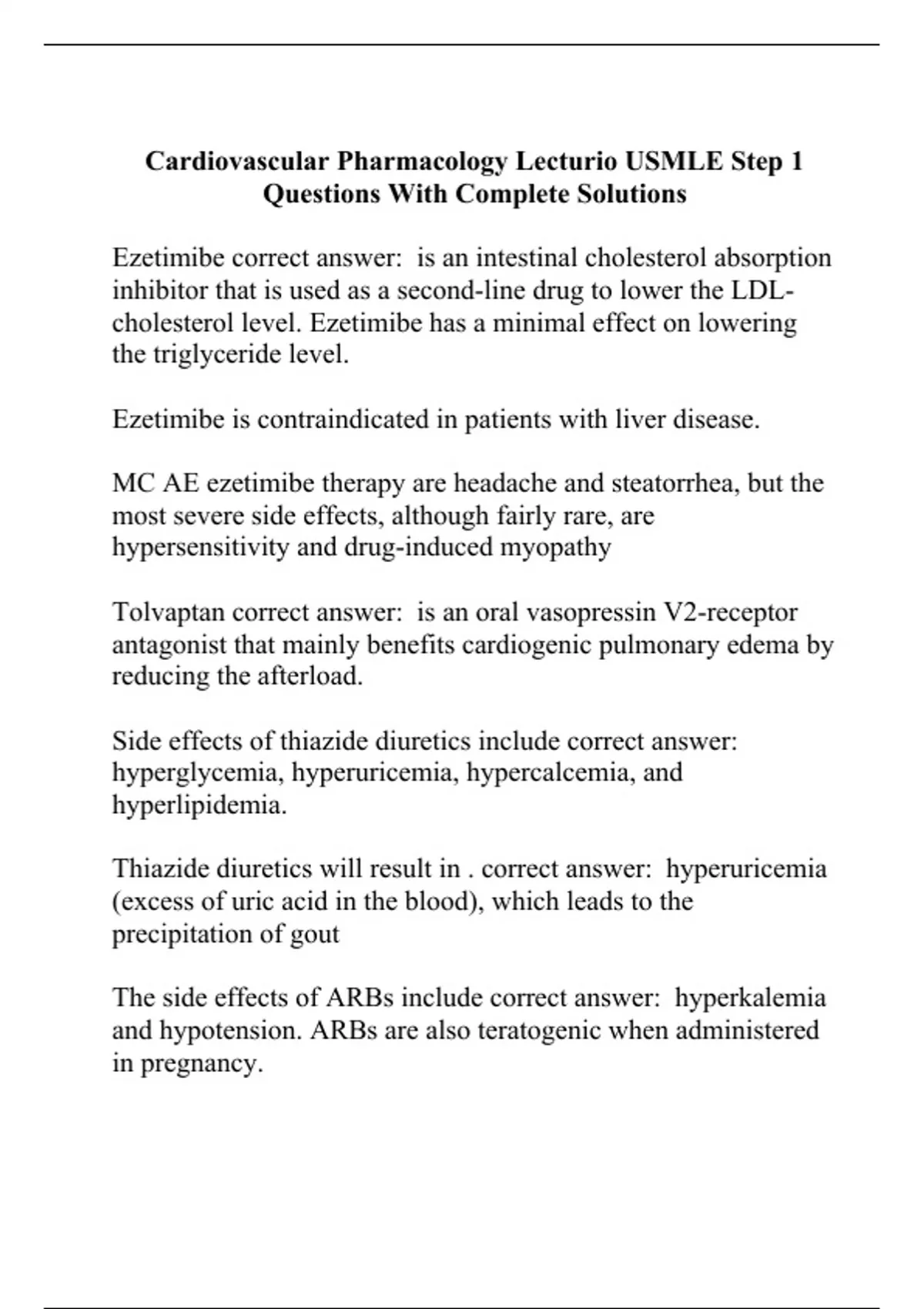 Cardiovascular Pharmacology Lecturio USMLE Step 1 Questions With ...