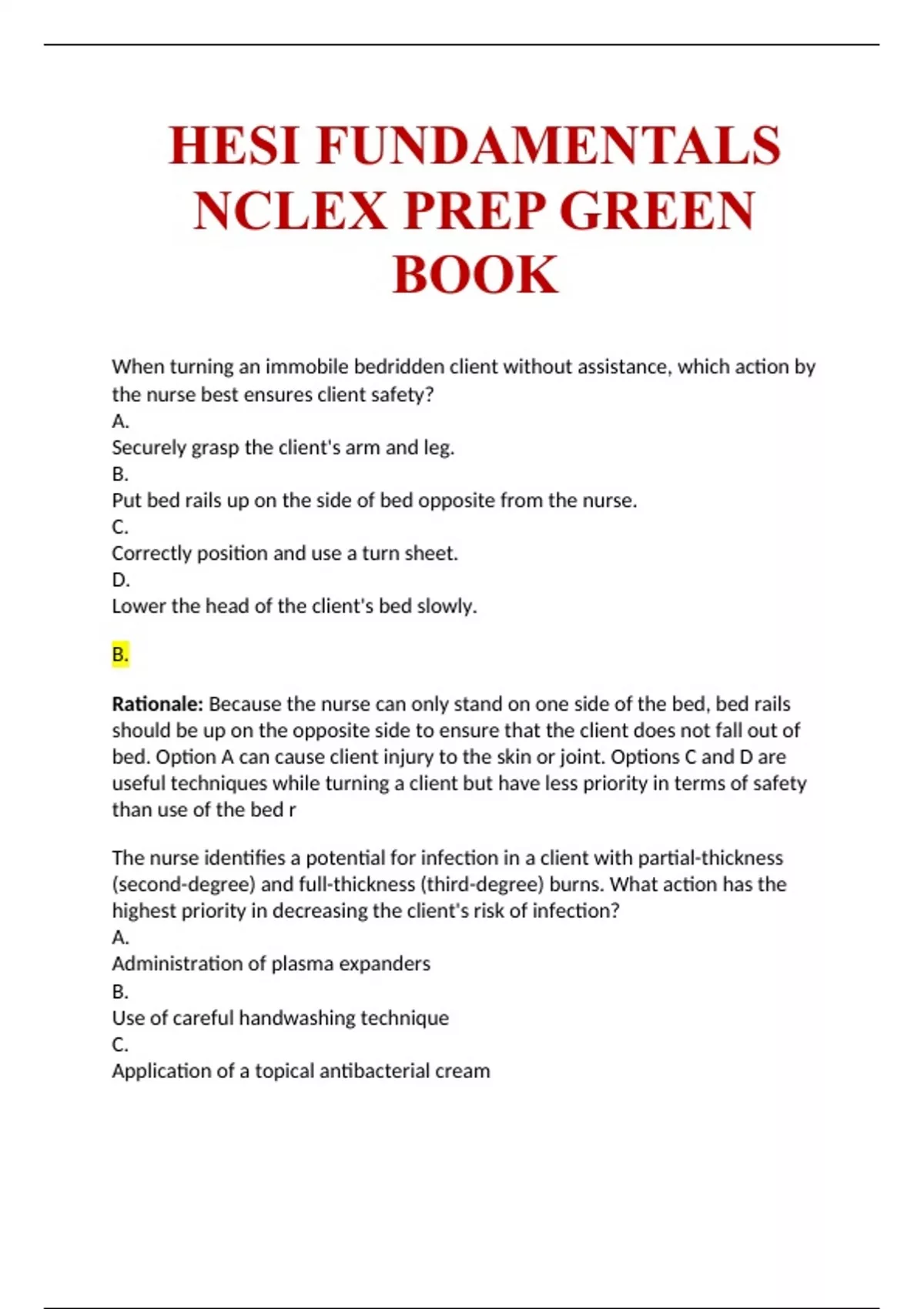 HESI FUNDAMENTALS NCLEX PREP GREEN BOOK - HESI Fundamentals - Stuvia US