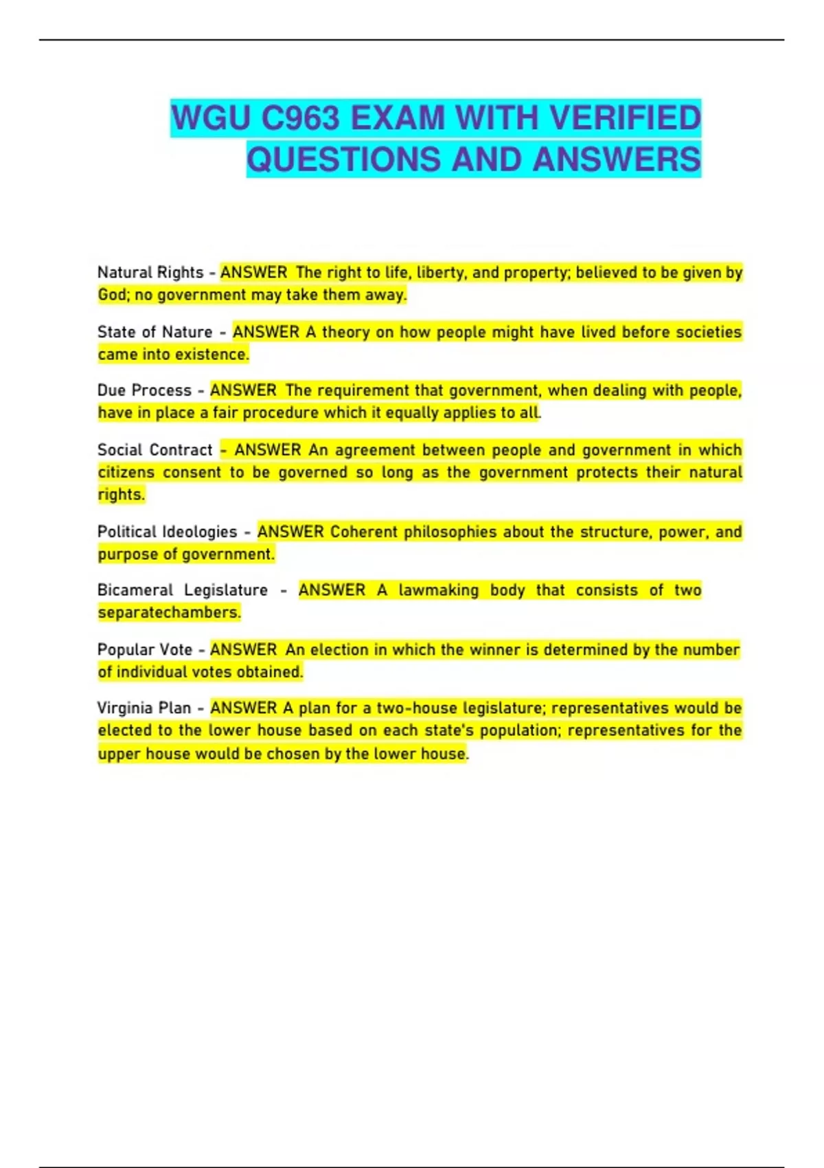 WGU C963 EXAM WITH VERIFIED QUESTIONS AND ANSWERS - WGU C963 - Stuvia US