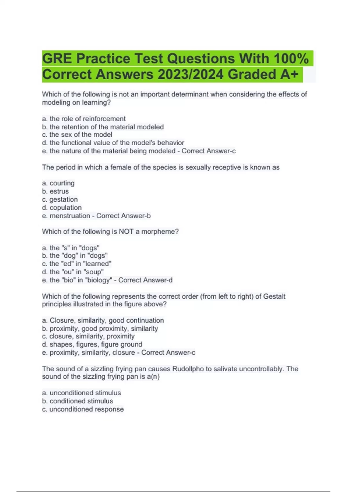 GRE Exam Practice Questions With Correct Answers | Latest 2023/2024 ...