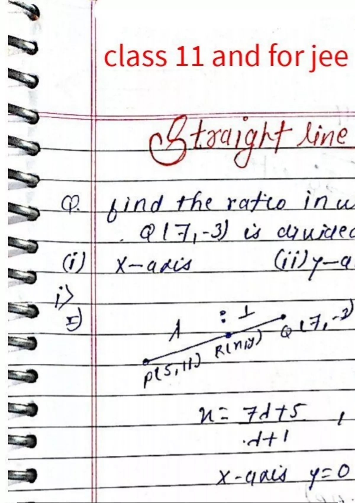 Straight line handwritten notes with examples class 11 or for jee ...