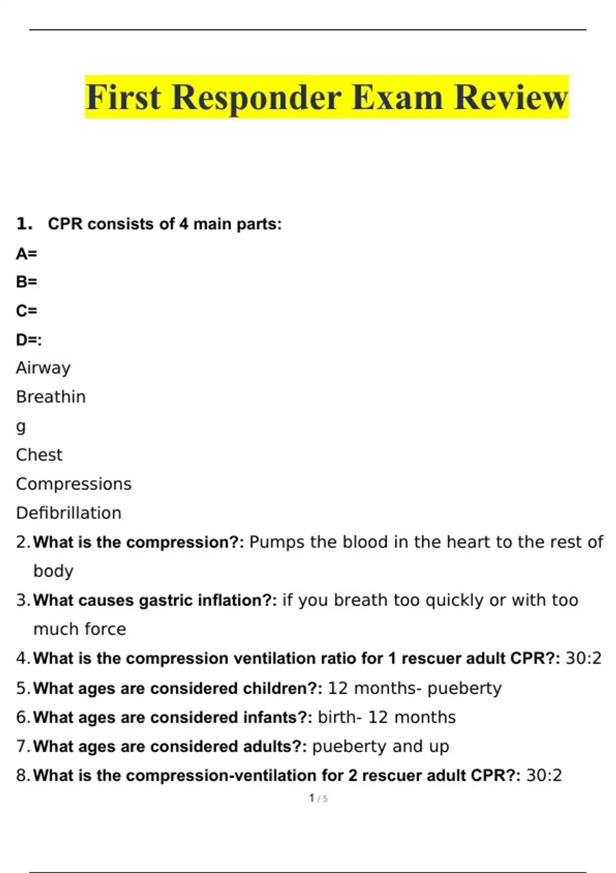 First Responder Exam Review 2023 Questions and Answers Verified - CFR ...