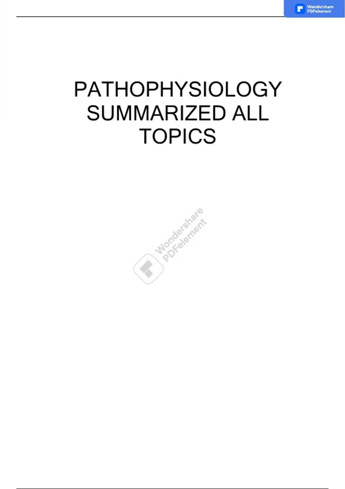 Summary PATHOPHYSIOLOGY ALL TOPICS SUMMARIZED - NURSING - Stuvia US