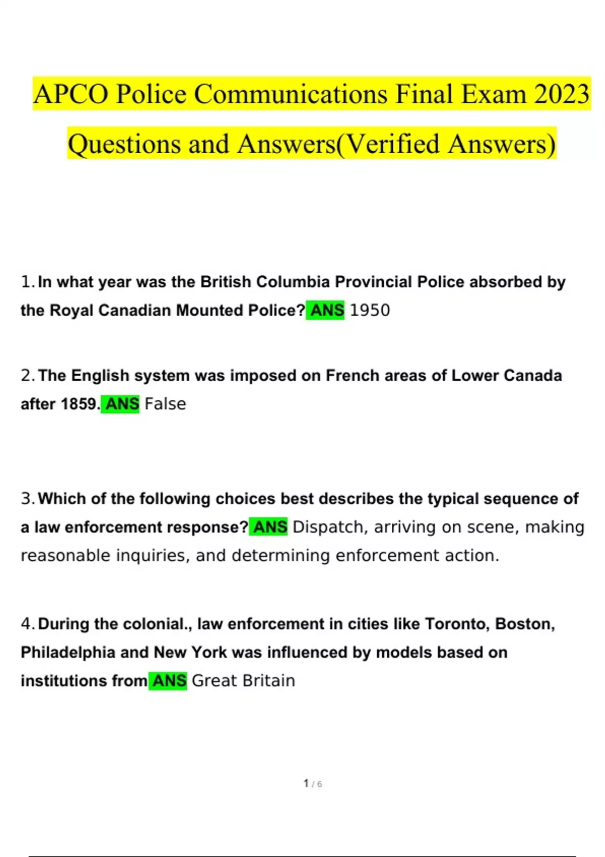 APCO Police Communications Final Exam questions and answers} Latest ...