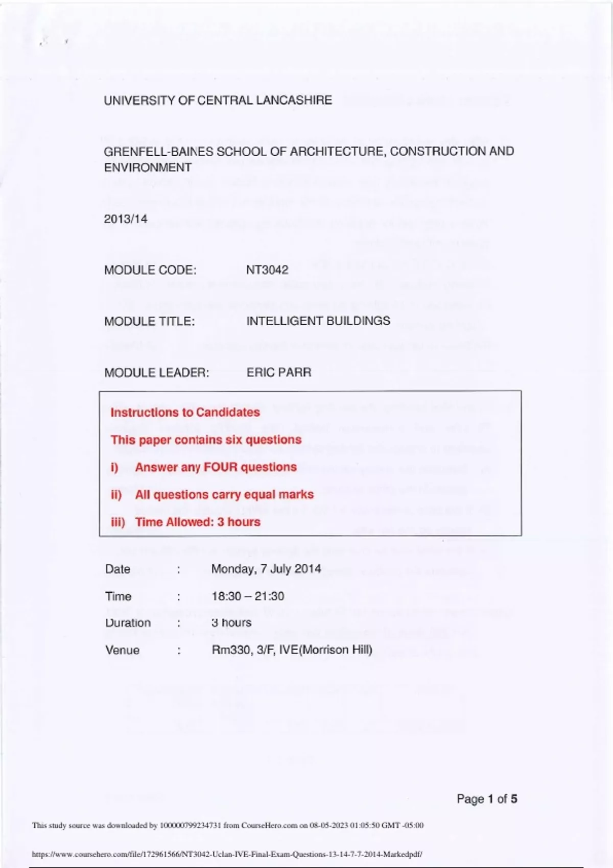 exam question for NT3042 - RIBA - Architect - Stuvia UK