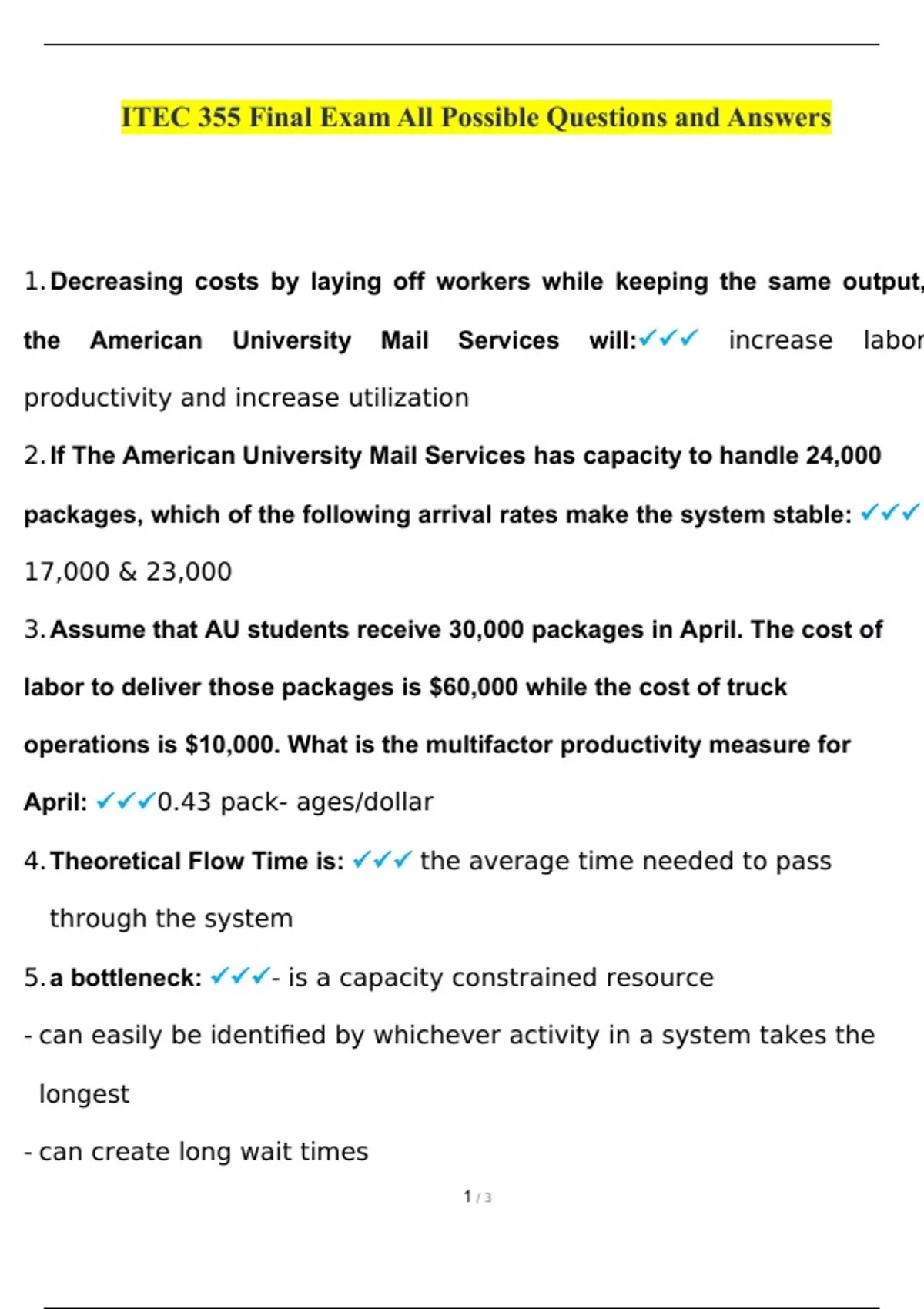 ITEC 355 Final Exam All Possible Questions and Answers Complete - ITEC ...