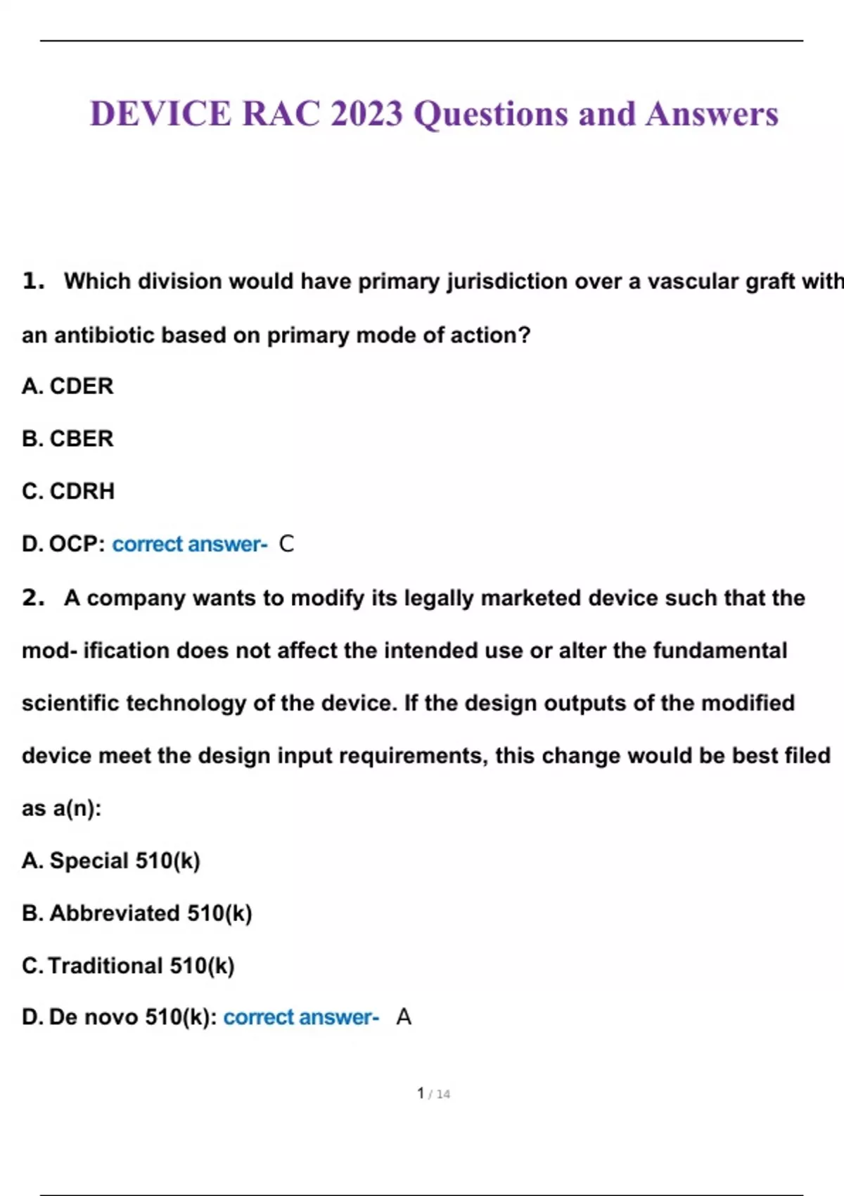 DEVICE RAC 2023 Questions and Answers Graded A(Actual test) - RAC ...