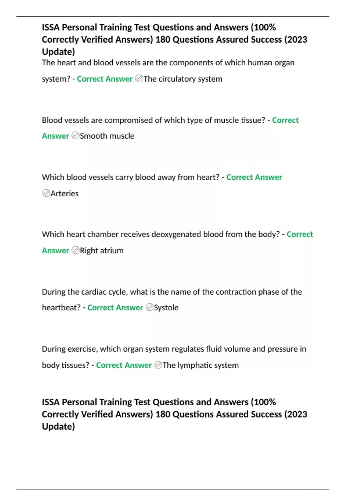 ISSA Personal Training Test Questions and Answers (100% Correctly ...