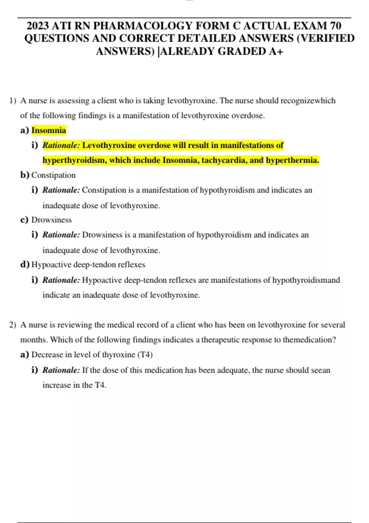 ATI RN PHARMACOLOGY PROCTORED BUNDLED EXAMS 25 LATEST VERSIONS 2023 ...