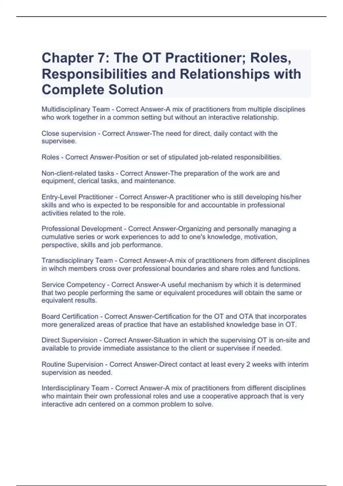 Chapter 7: The OT Practitioner; Roles, Responsibilities and ...