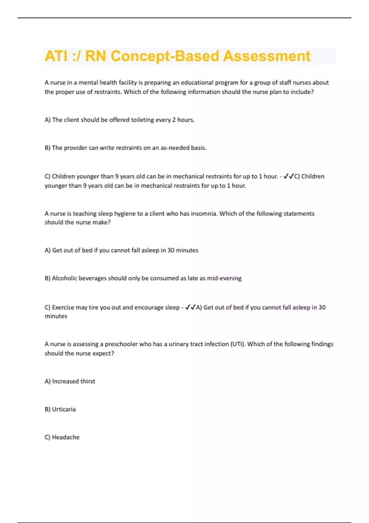 ATI :/ RN Concept-Based Assessment | Questions and Answers with ...