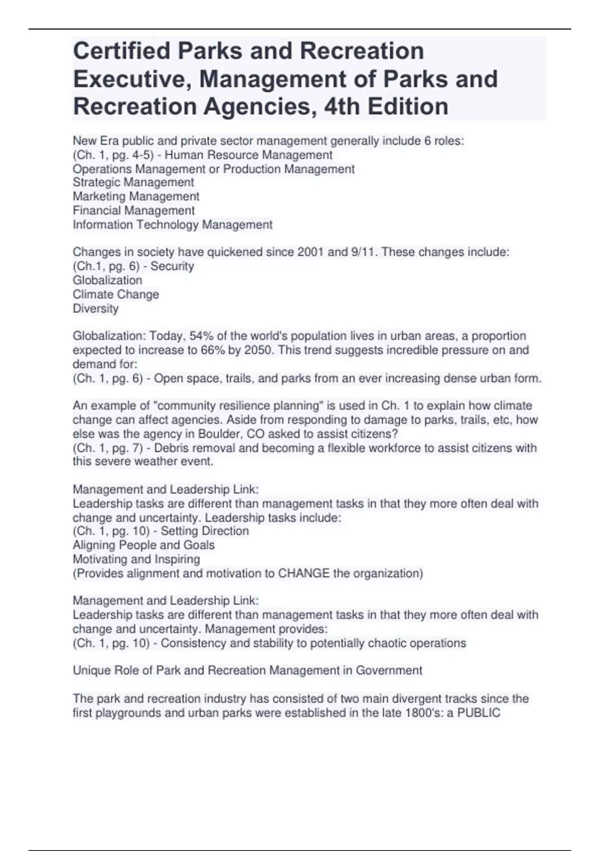 Certified Parks and Recreation Executive, Management of Parks and ...