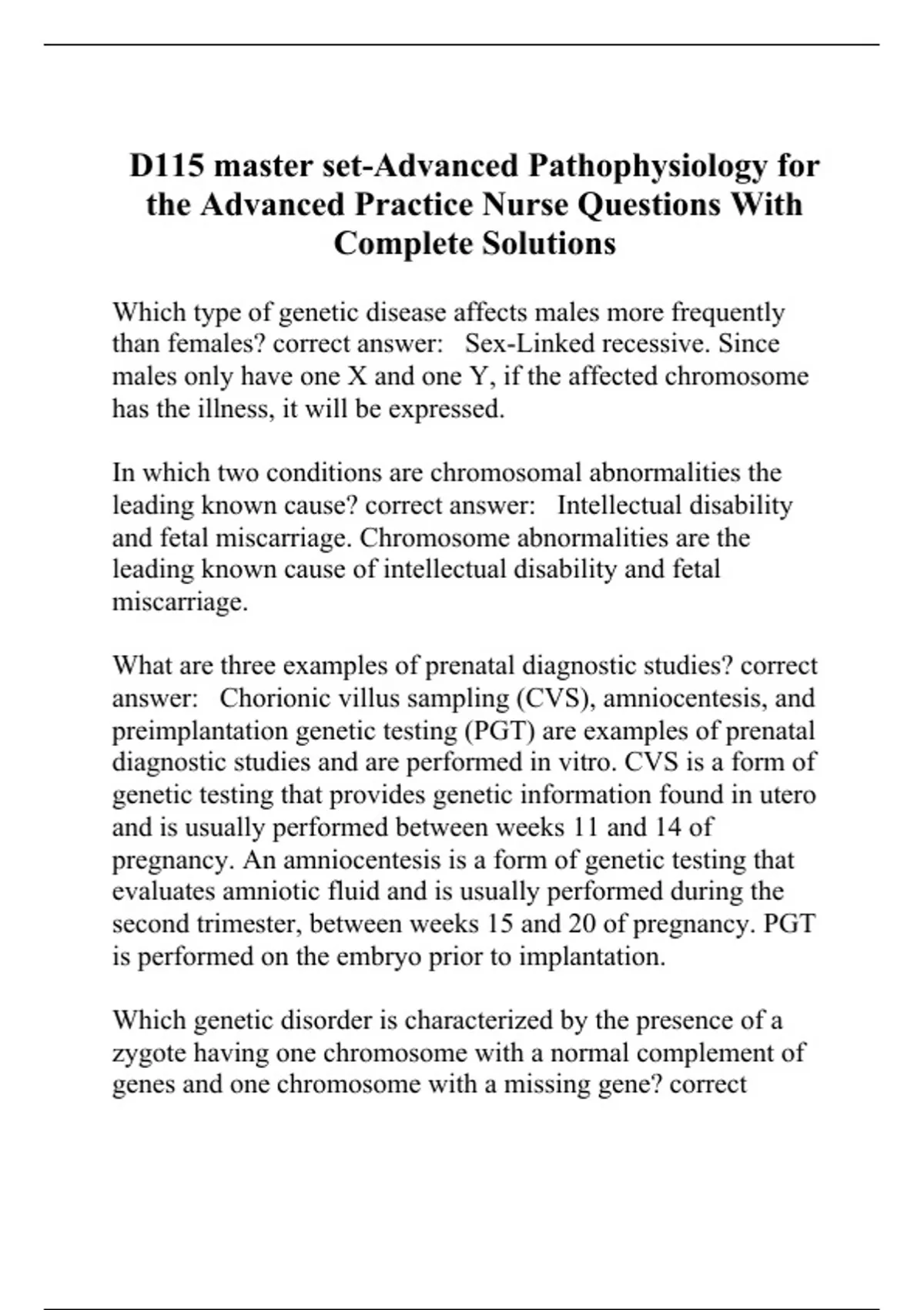 D115 master set-Advanced Pathophysiology for the Advanced Practice ...