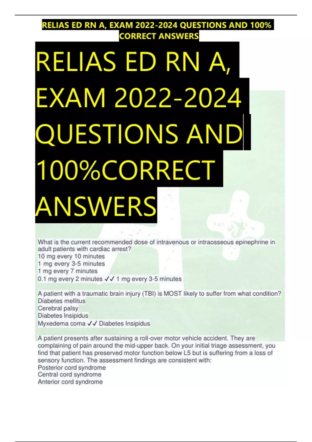 RELIAS ED RN A, EXAM QUESTIONS AND 100% CORRECT ANSWERS RELIAS ED RN A ...