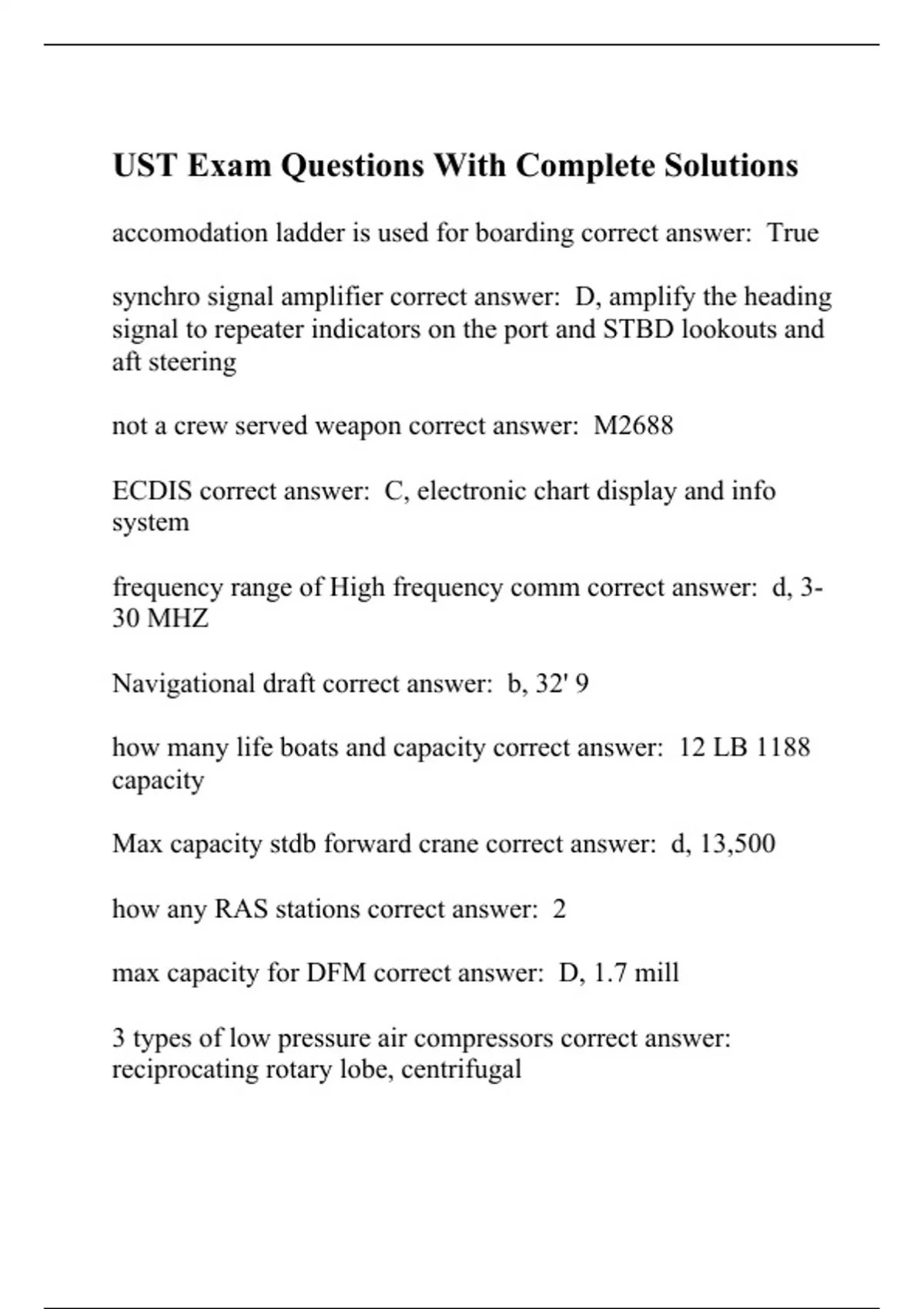 UST Exam Questions With Complete Solutions. - UST - Stuvia US