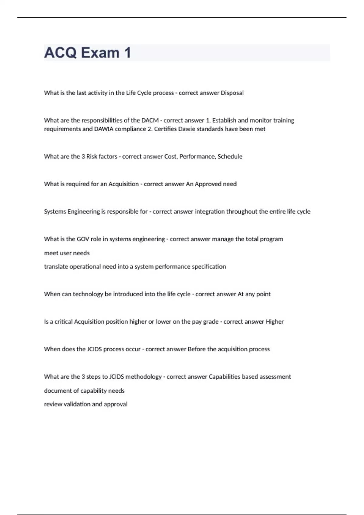 ACQ Exam 1 question n answered rated 2023 - ACQ - Stuvia US
