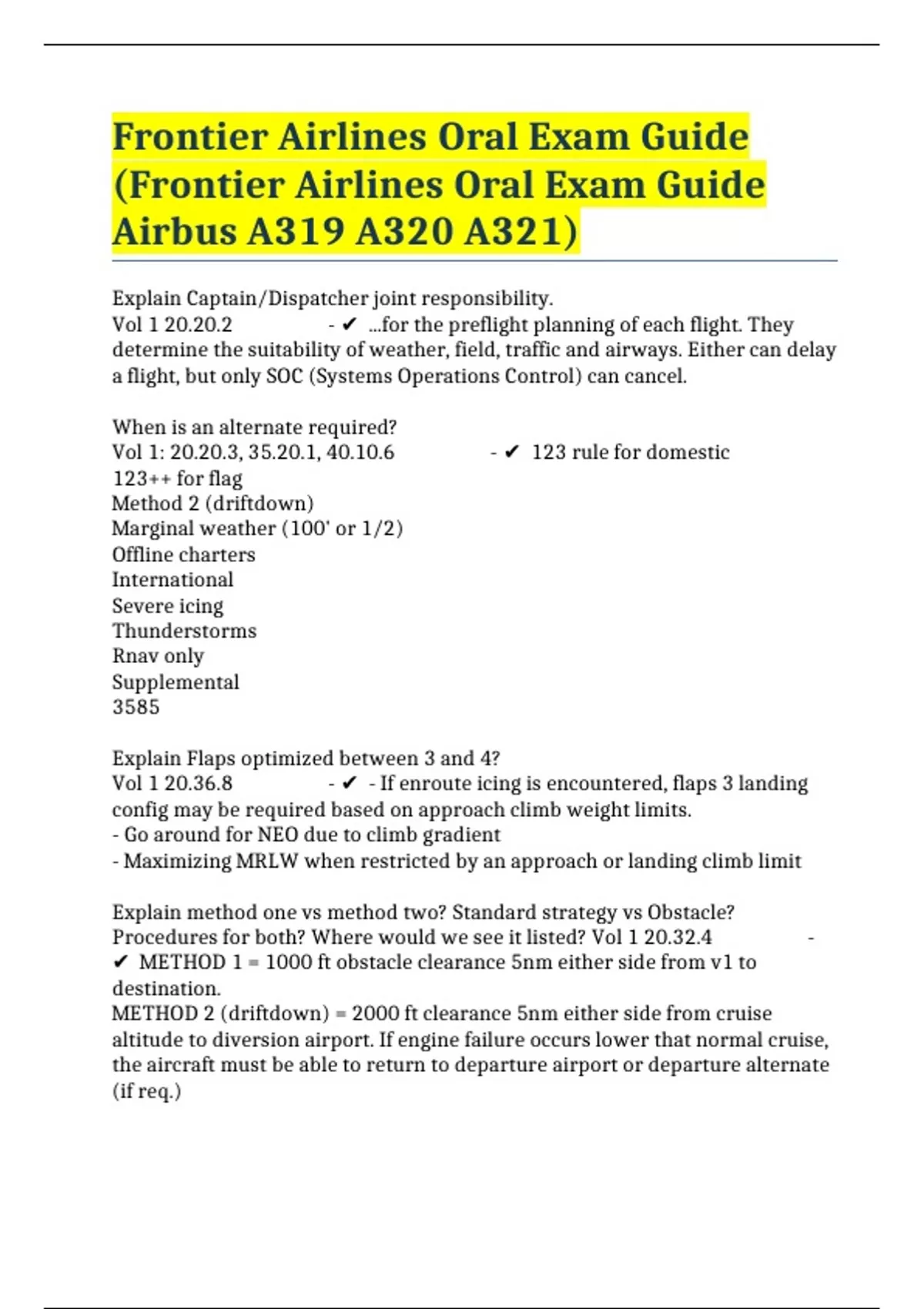 Frontier Airlines Oral Exam Guide (Frontier Airlines Oral Exam Guide Airbus A319 A320 A321 ...
