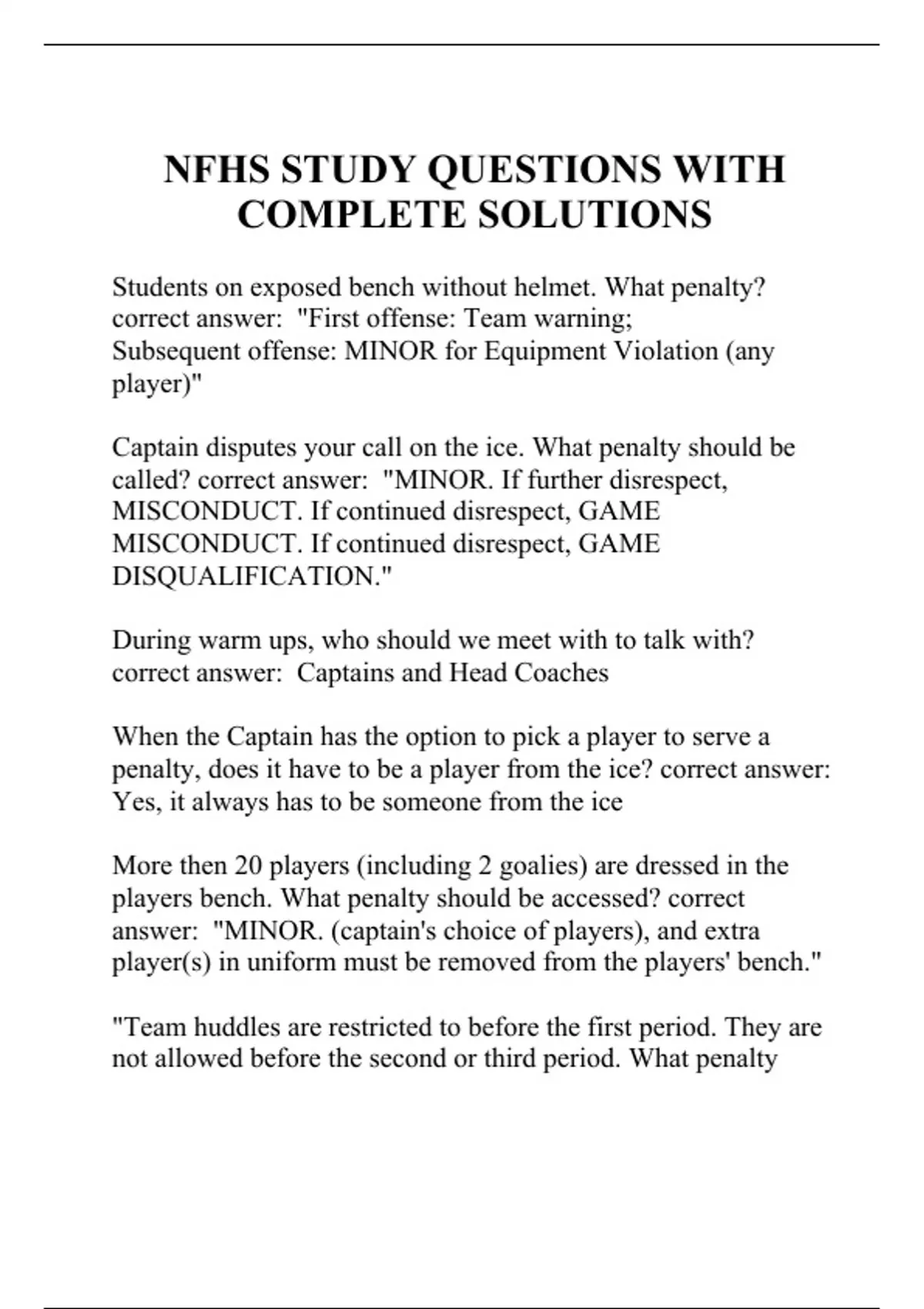 NFHS STUDY QUESTIONS WITH COMPLETE SOLUTIONS - NFHS - Stuvia US