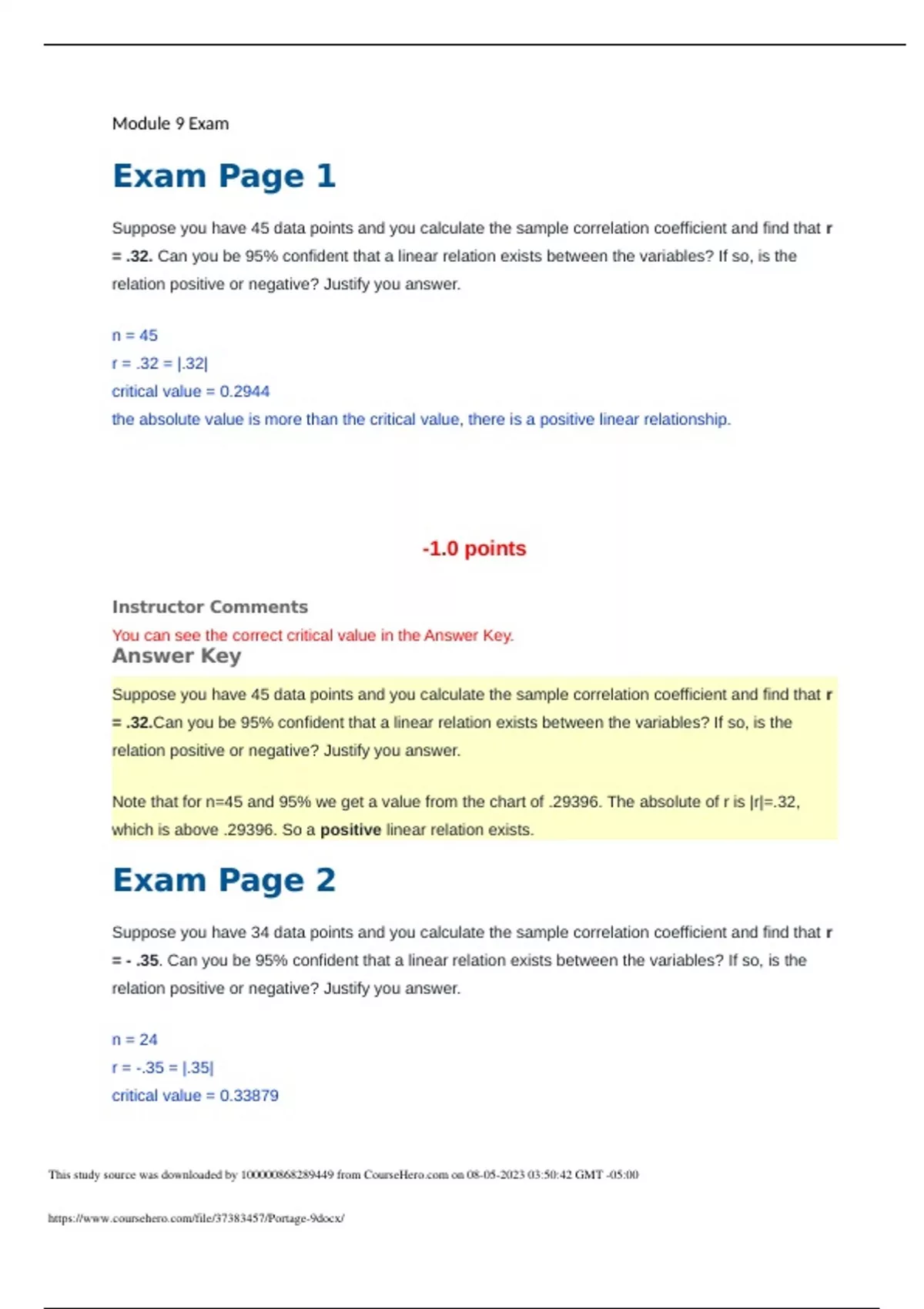 MATH 110 Module 9 Exam (100 out of 100) Questions and Answer solutions ...