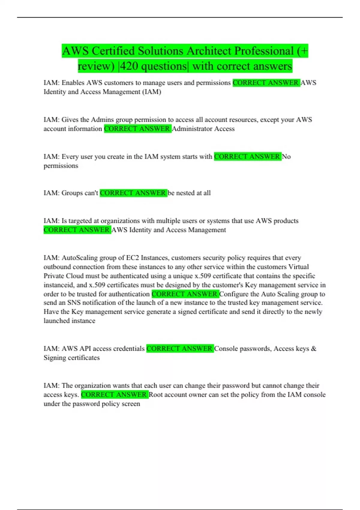 AWS Certified Solutions Architect TESTS BUNDLE SET - Stuvia US