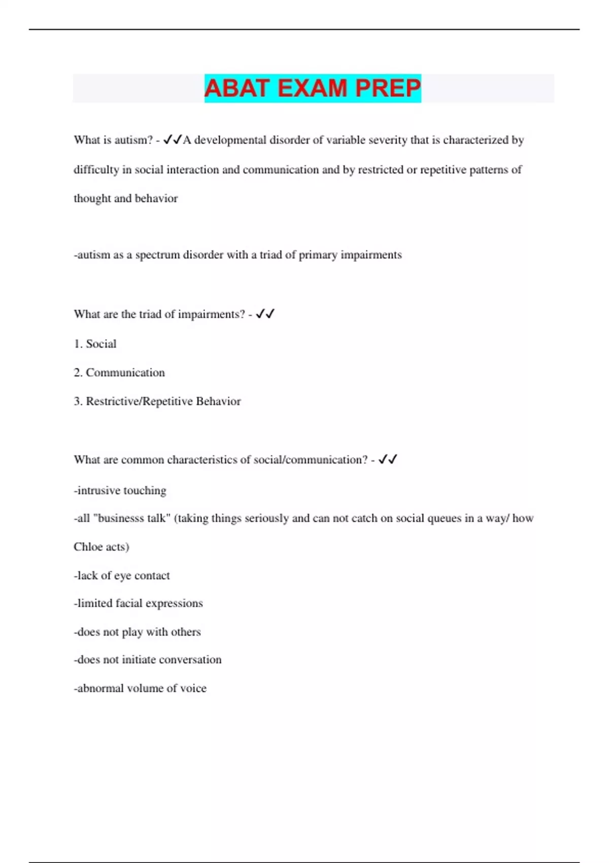 ABAT EXAM PREP | 2023 | 70 Questions with 100% Correct Answers ...