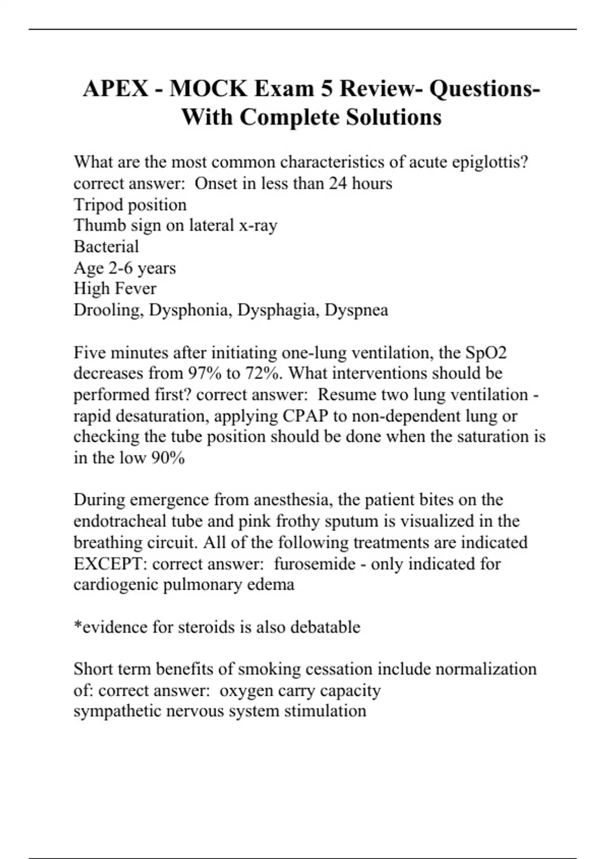 APEX - MOCK Exam 5 Review- Questions- With Complete Solutions - APEX ...