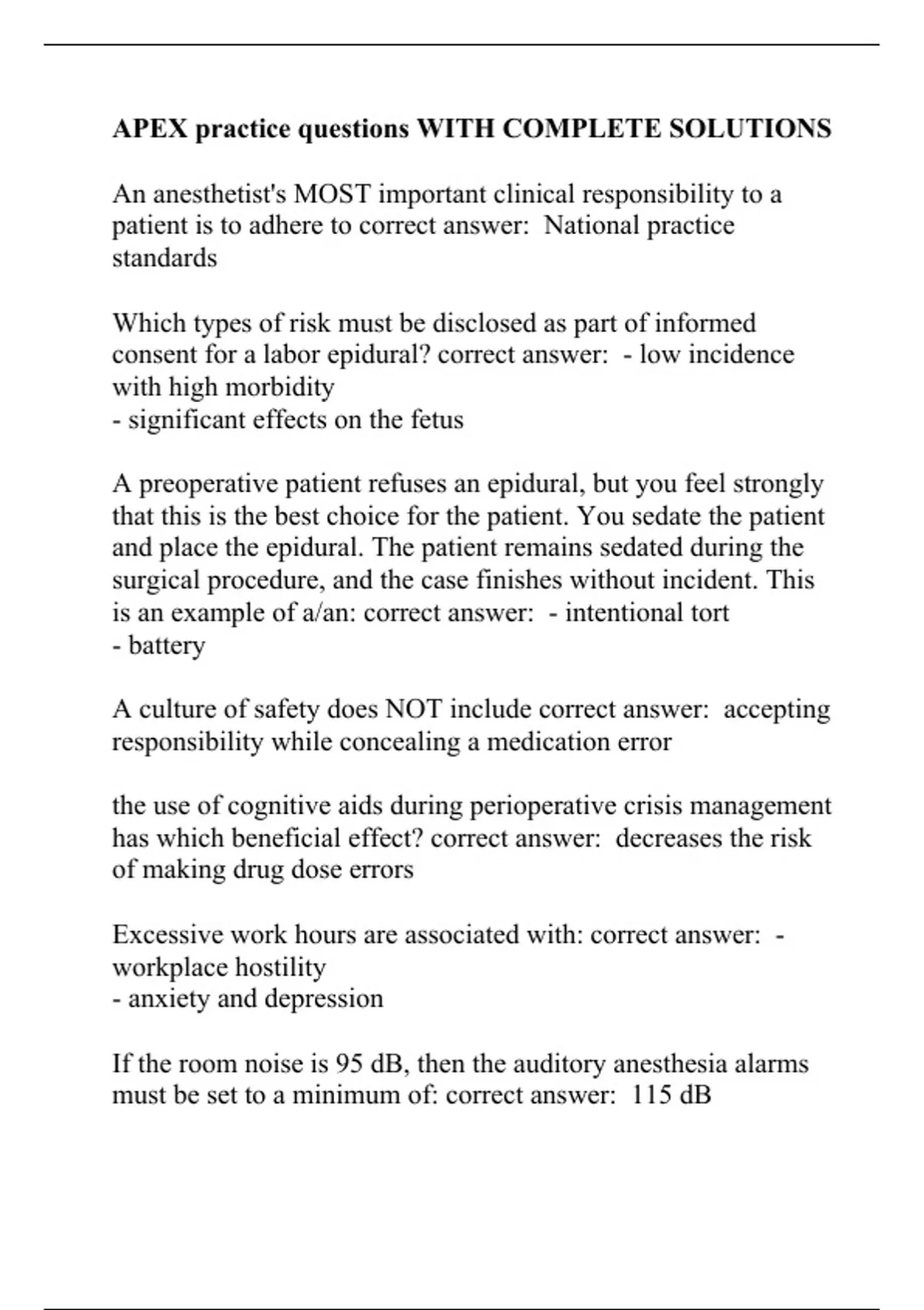 APEX practice questions WITH COMPLETE SOLUTIONS. - APEX - Stuvia US