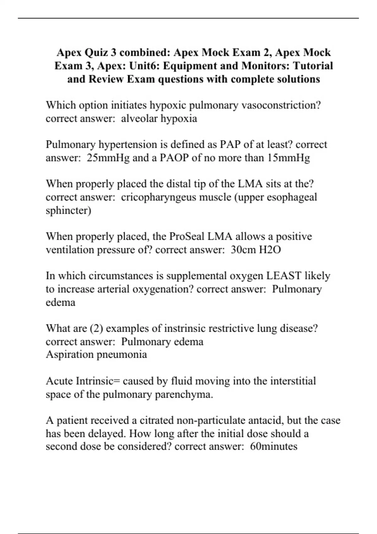 Apex Quiz 3 combined: Apex Mock Exam 2, Apex Mock Exam 3, Apex: Unit6 ...