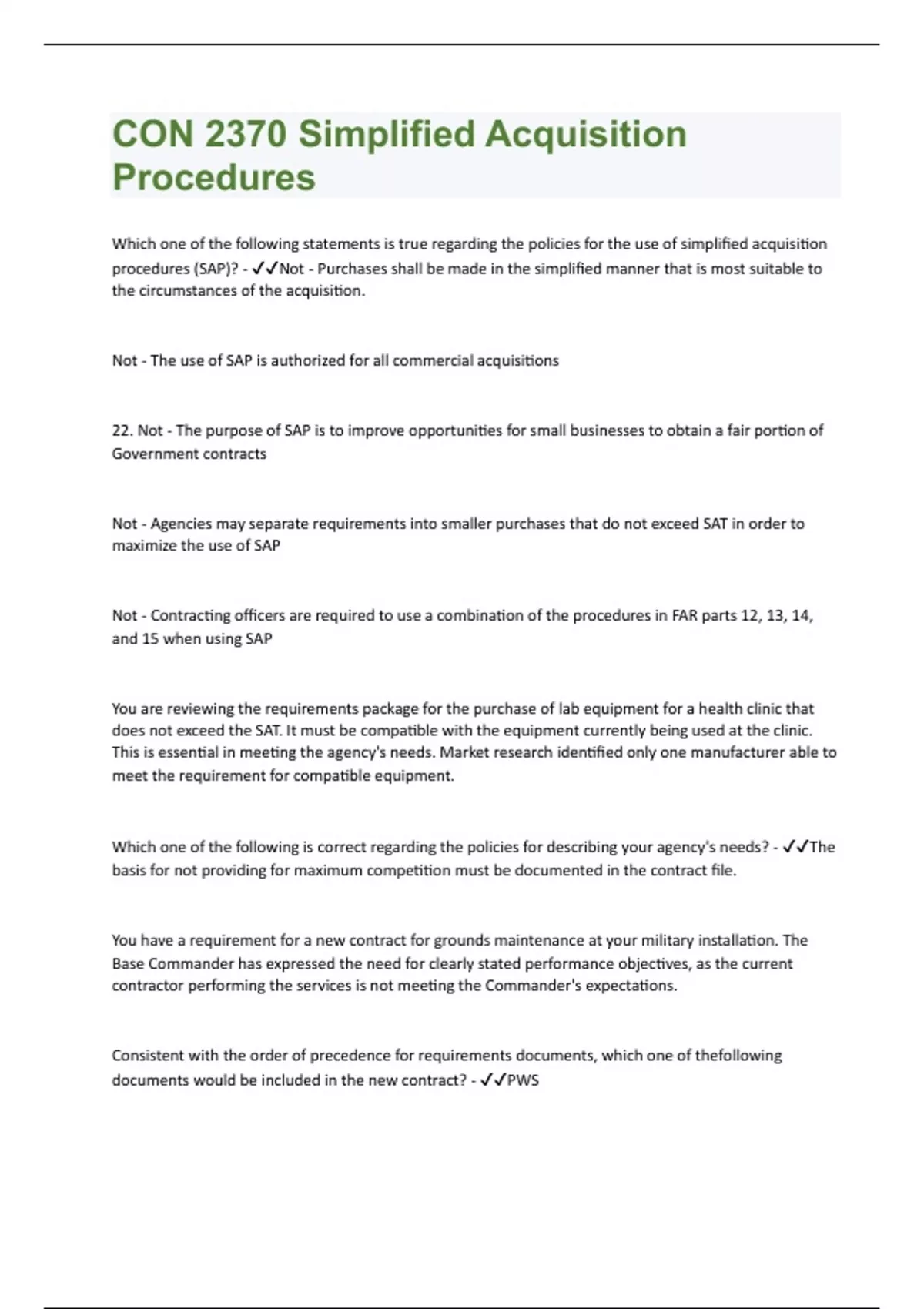 CON 2370 Simplified Acquisition Procedures | 61 Questions and Answers ...