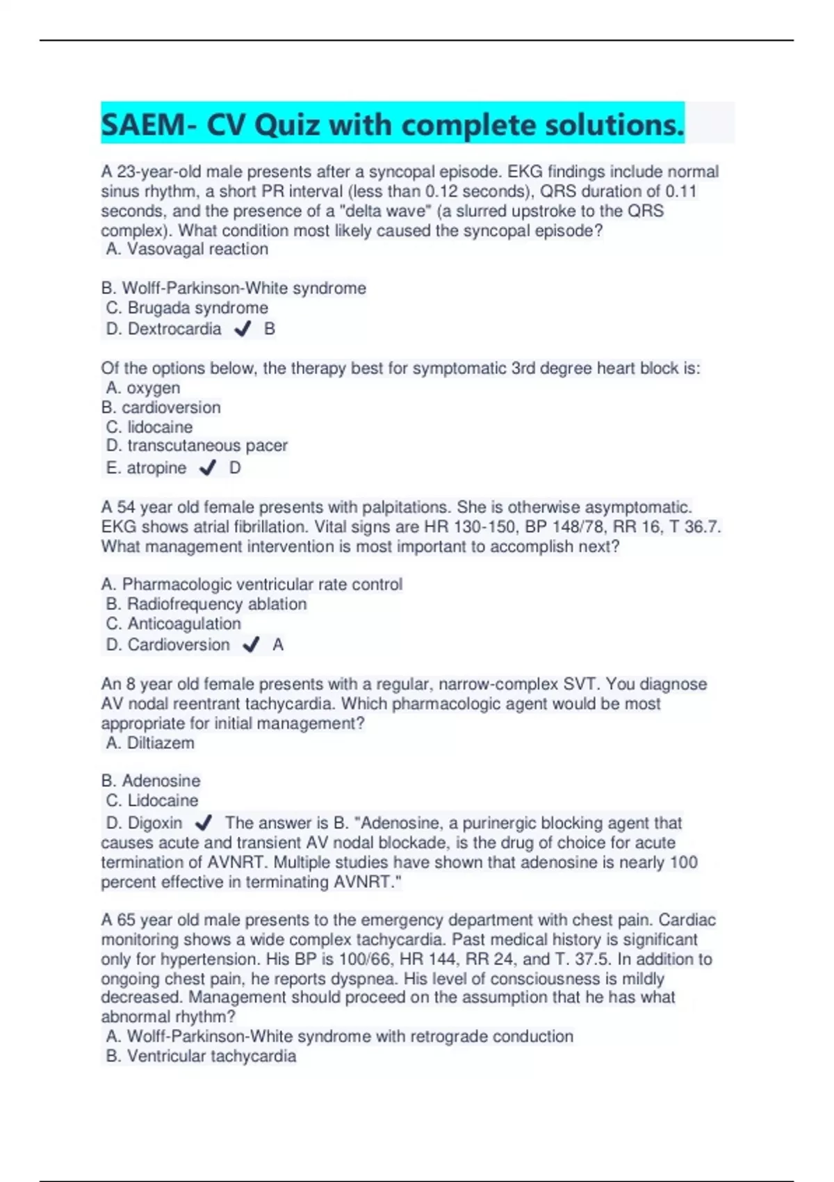 SAEM- CV Quiz with complete solutions | Latest 2023/2024 - SAEM- CV ...