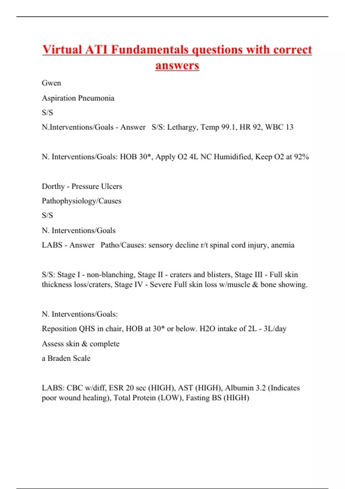 Virtual ATI Fundamentals questions with correct answers - ATI Virtual ...