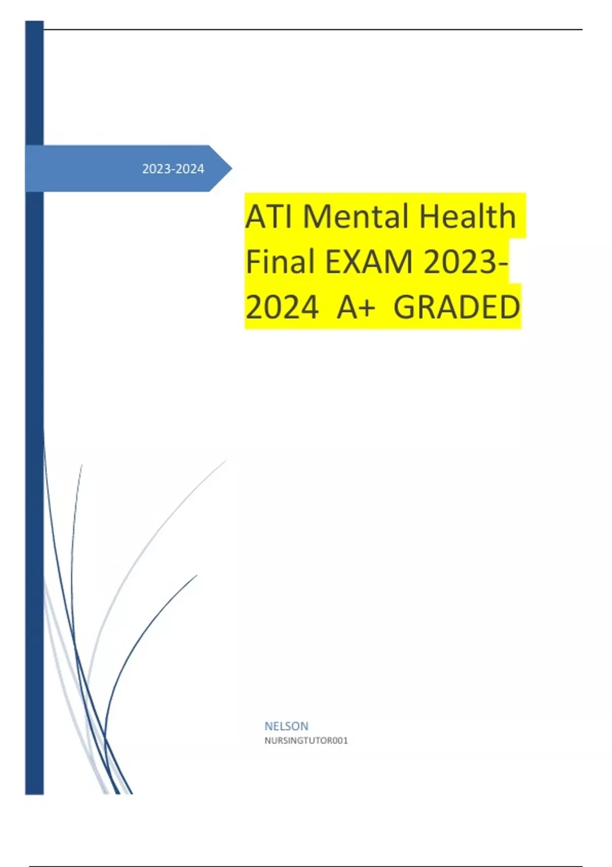 ATI Mental Health Final EXAM A+ GRADED - Ati mental health - Stuvia US