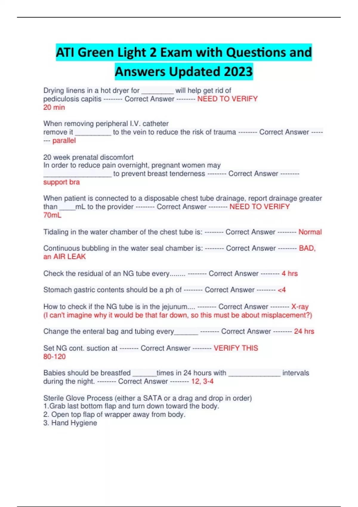 ATI Green Light 2 Exam with Questions and Answers Updated 2023 - ATI ...