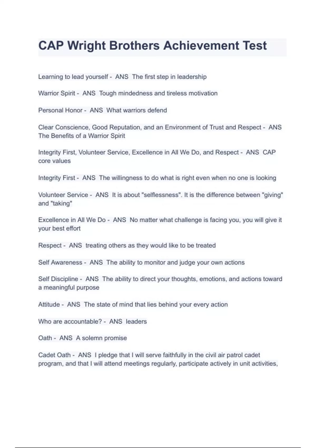 CAP Wright Brothers Achievement Test Questions With Solutions - Wright ...
