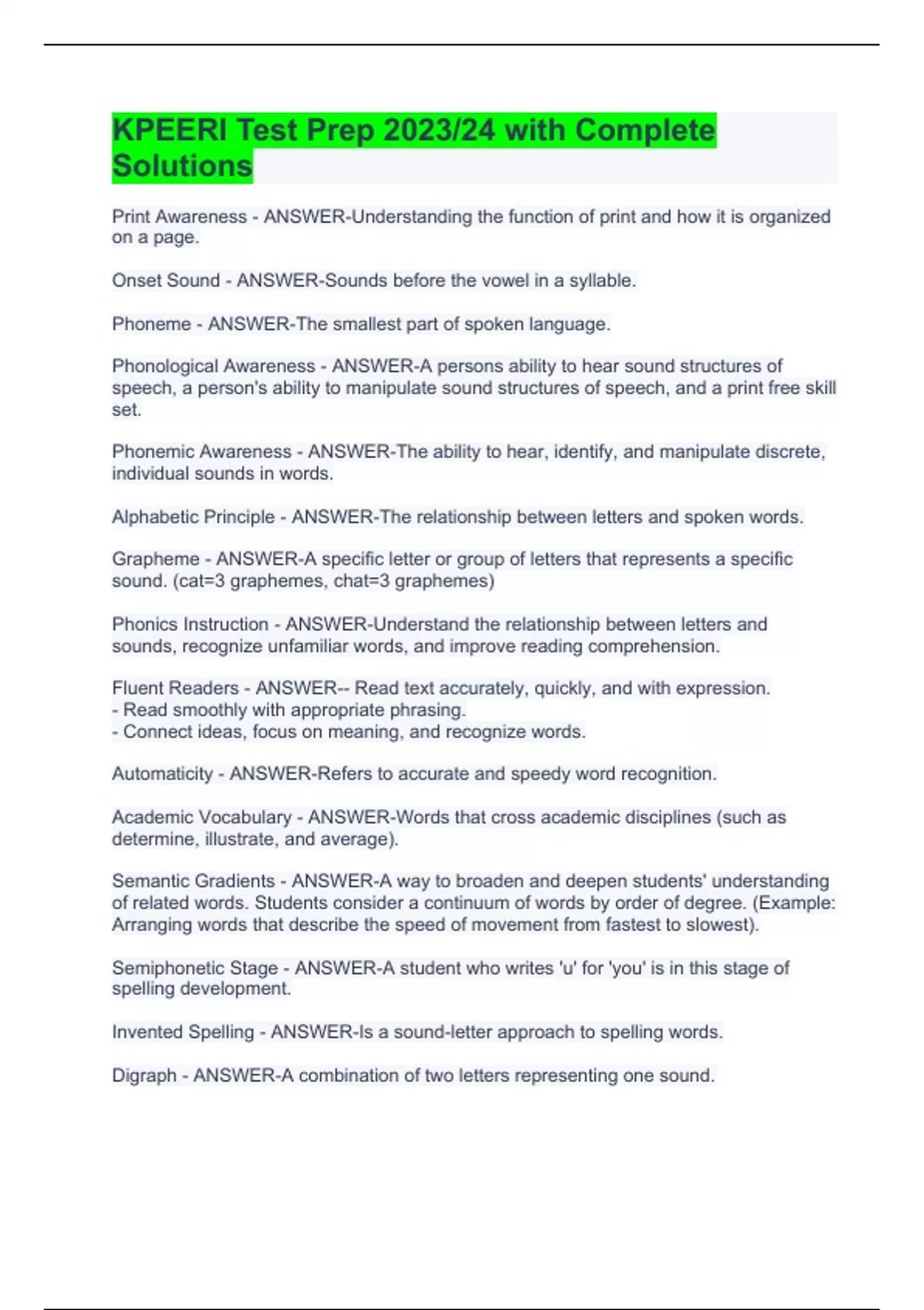 KPEERI Test Prep 2023/24 with Complete Solutions - KPEERI - Stuvia US