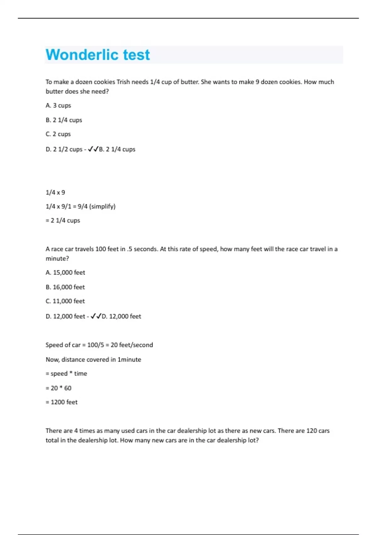 Wonderlic test | 45 Questions and Answers(A+ Solution guide ...