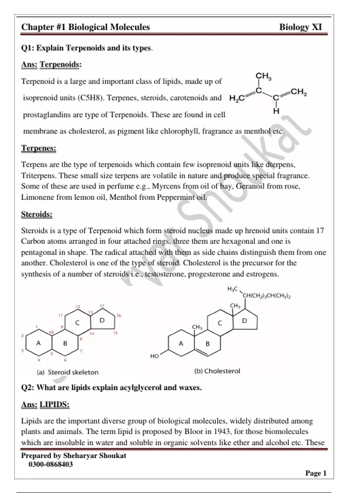 1st year biology notes ch 1 - Biology - Stuvia US