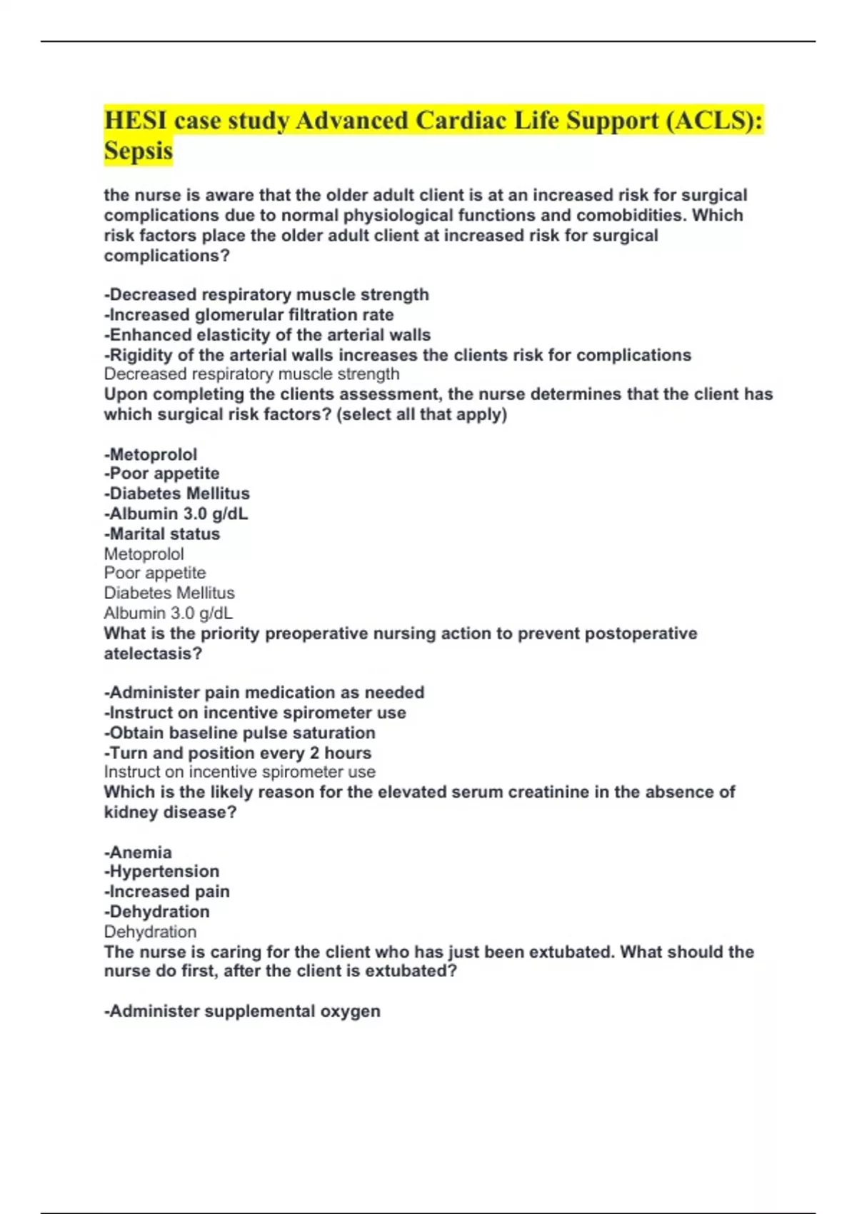 HESI case study Advanced Cardiac Life Support (ACLS): Sepsis - Acls ...