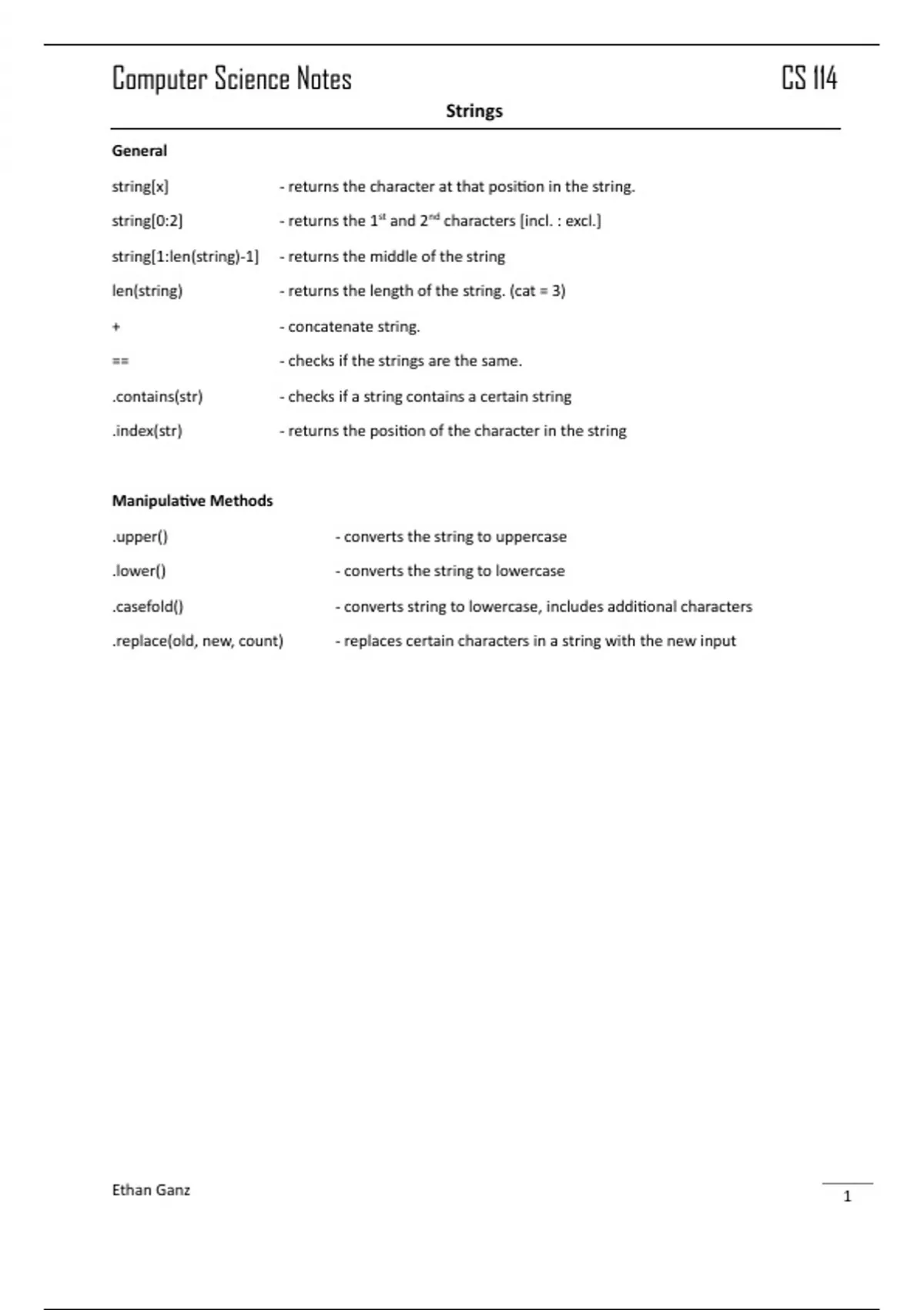 Computer Science 114 Summary - Computer Science 114 (CS114) - Stuvia SA