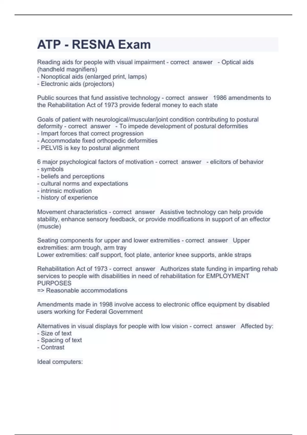 ATP resna Question and answers 2025 verified to pass (updated version ...