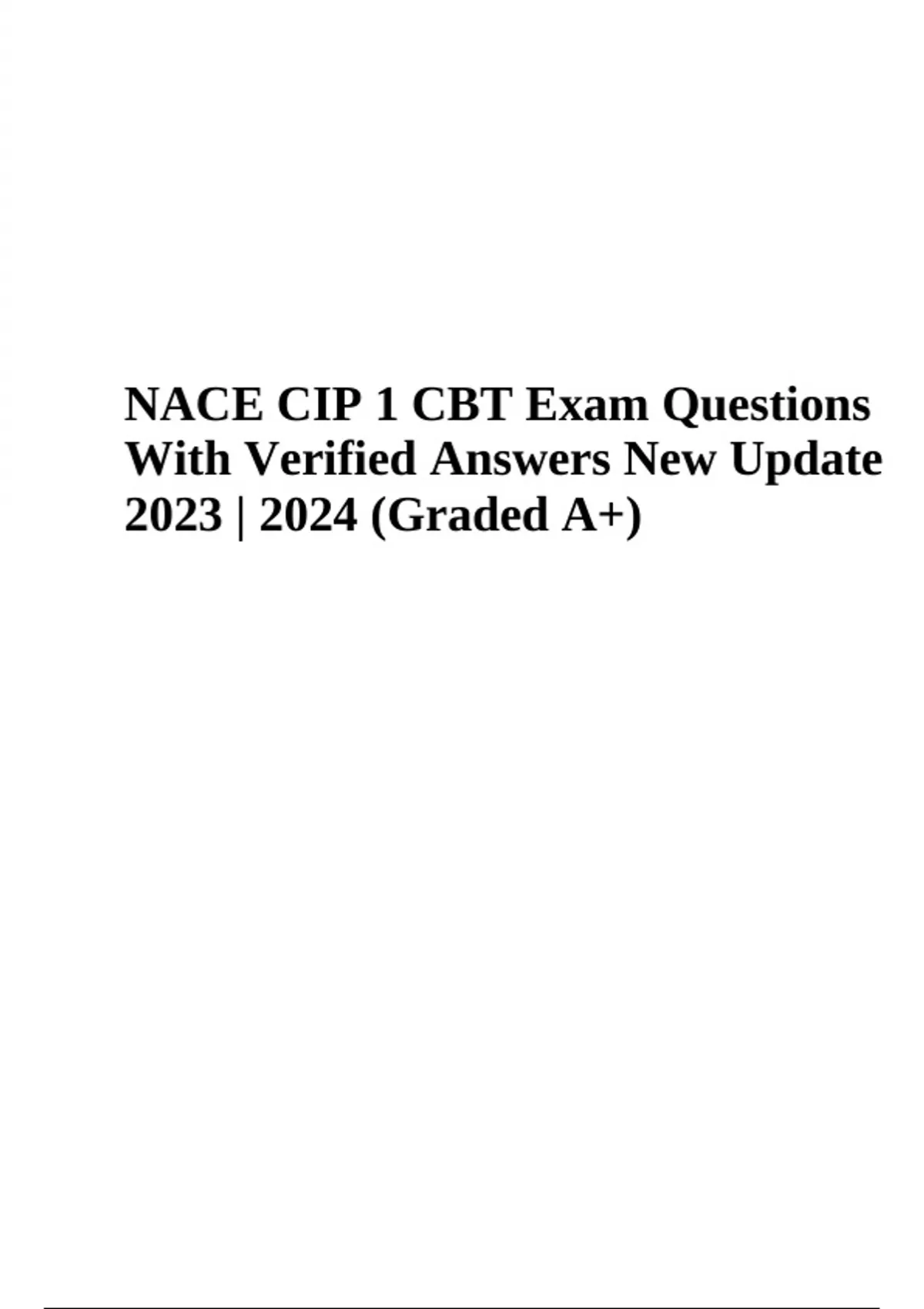 NACE CIP 1 Exam Questions With Verified Answers | NACE CIP 1 CBT EXAM ...