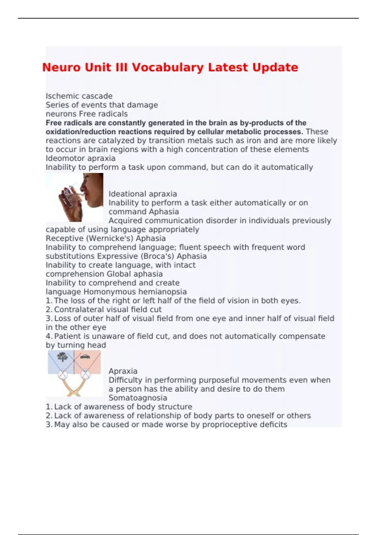 Neuro Unit III Vocabulary Latest Update 2023 - Neuro Unit III ...