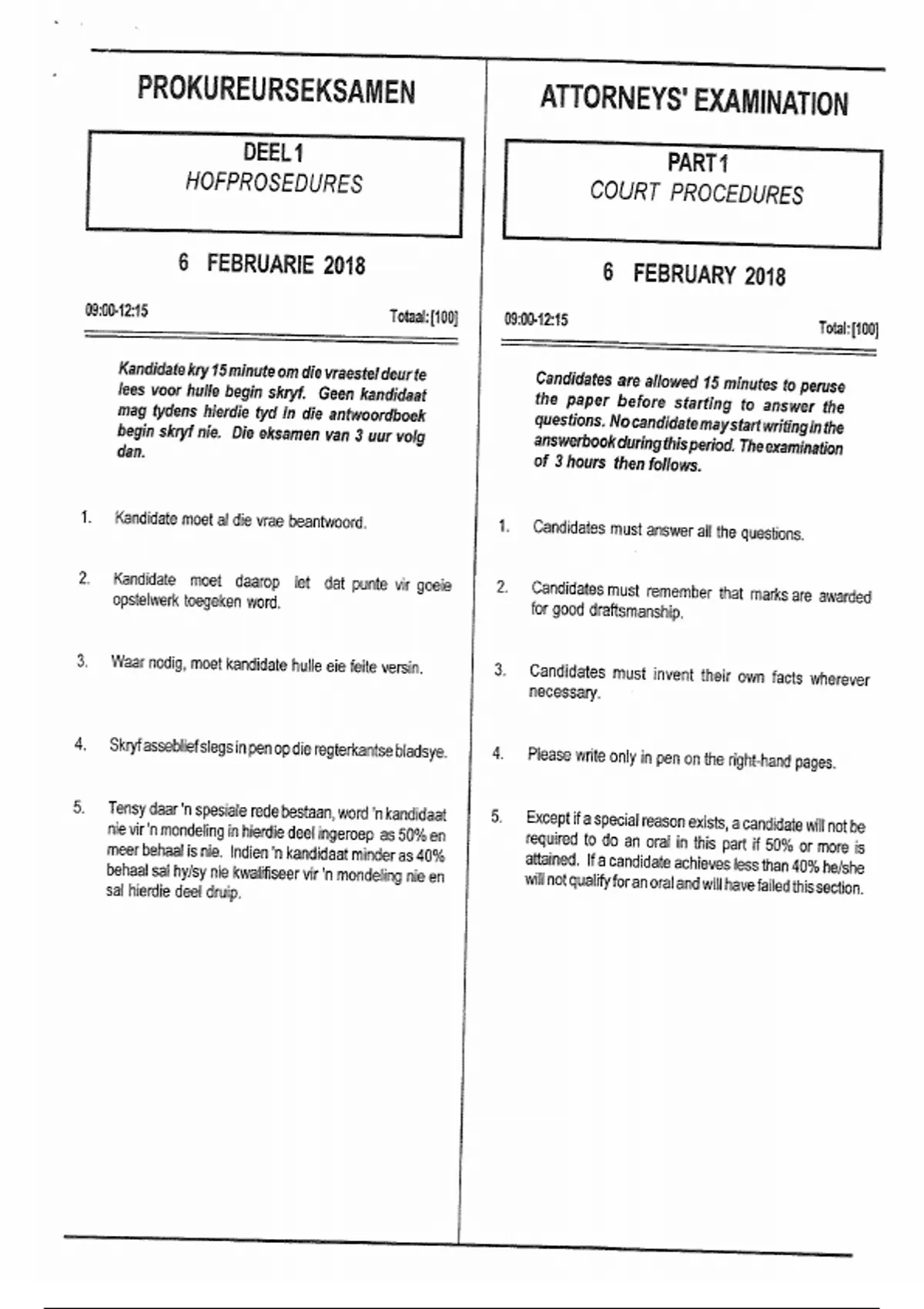 Past question Papers and memos for Candidate attorney Board exams ...