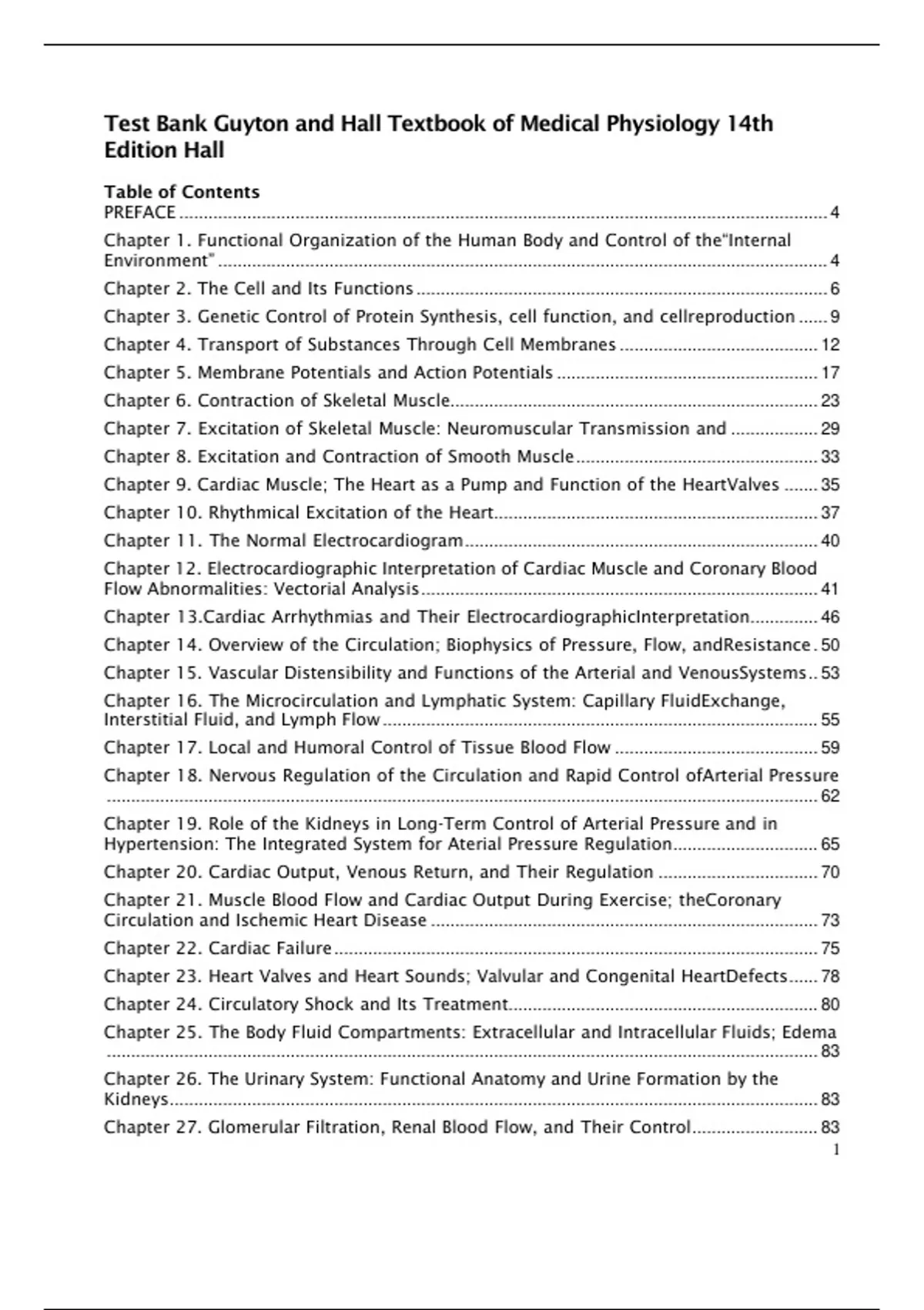 Test Bank Guyton and Hall Textbook of Medical Physiology 14th Edition ...