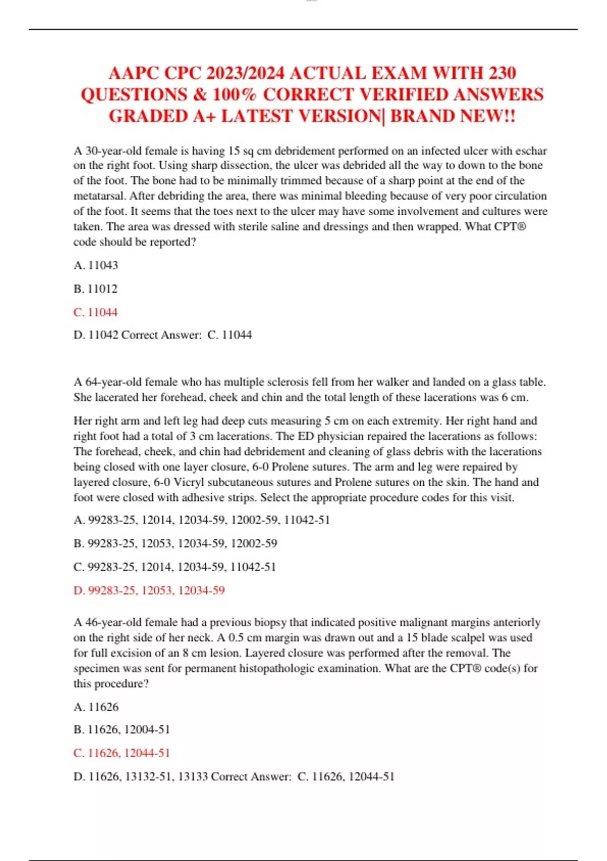 AAPC CPC ACTUAL EXAM 2024/2025 PREPARATION BUNDLE / AAPC CPC ...